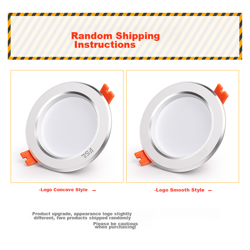 FSL Foshan Lighting LED Downlight, Aluminum Material, Tri-Color, Recessed Spotlight, 5W, White Jade Silver Edge, Cut-Out 75-85mm