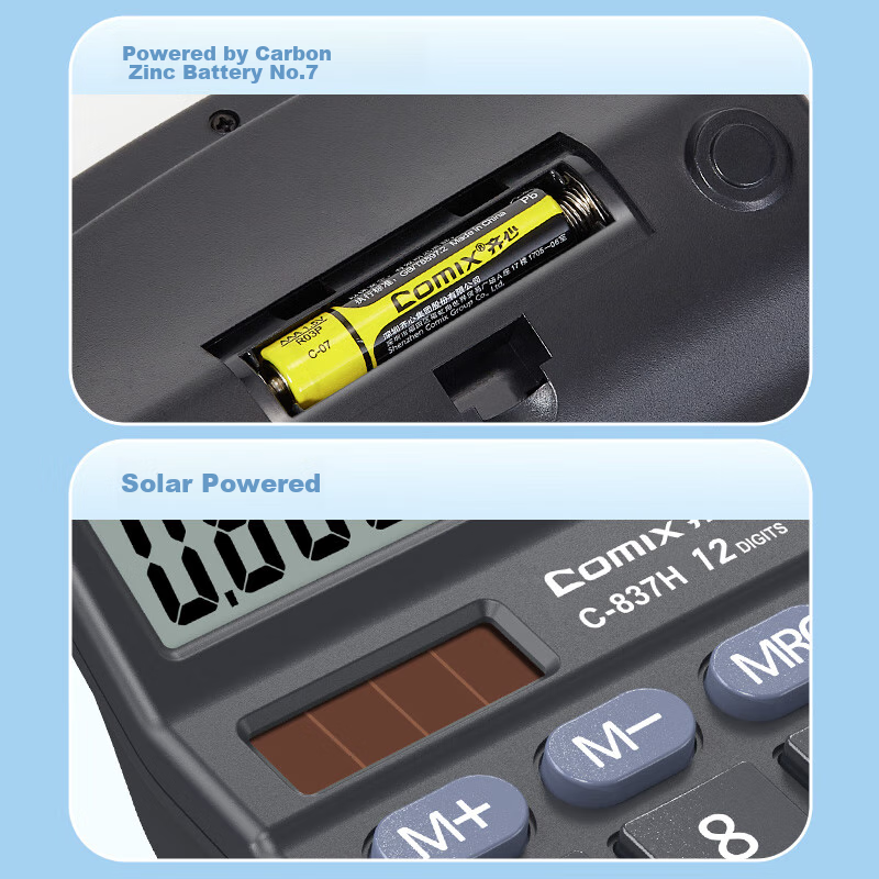 Comix Classic Desktop Office Calculator, 12-Digit Large Screen Desktop Calculator, Student Office Stationery Supplies, C-837H