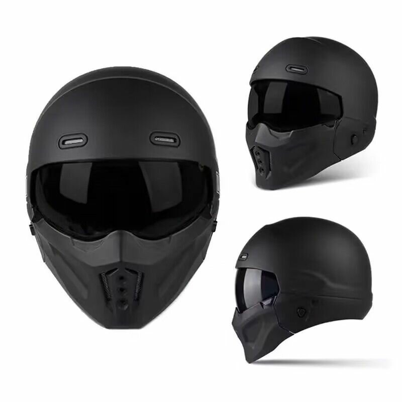 【Новинка】Мотошлем черный матовый L, защита и стиль