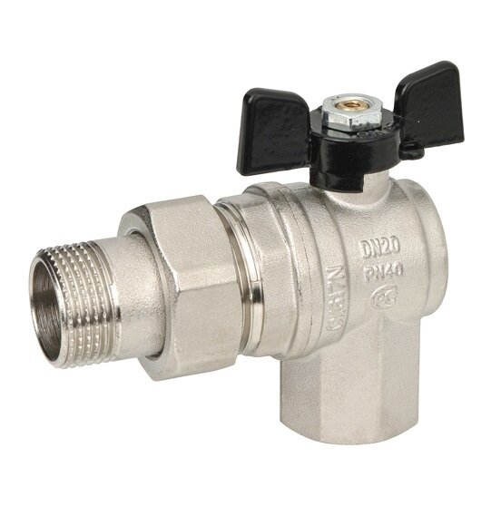 Кран шаровый бугатти 594 угловой 1 с американкой мама папа бабочка