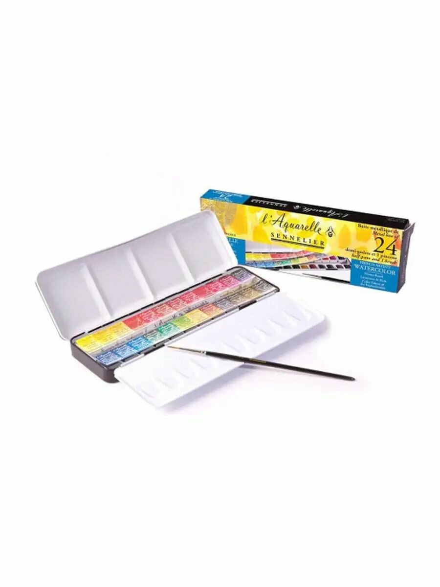 Краски акварельные для рисования Sennelier "Artists" в полукюветах, 24 цвета N131606