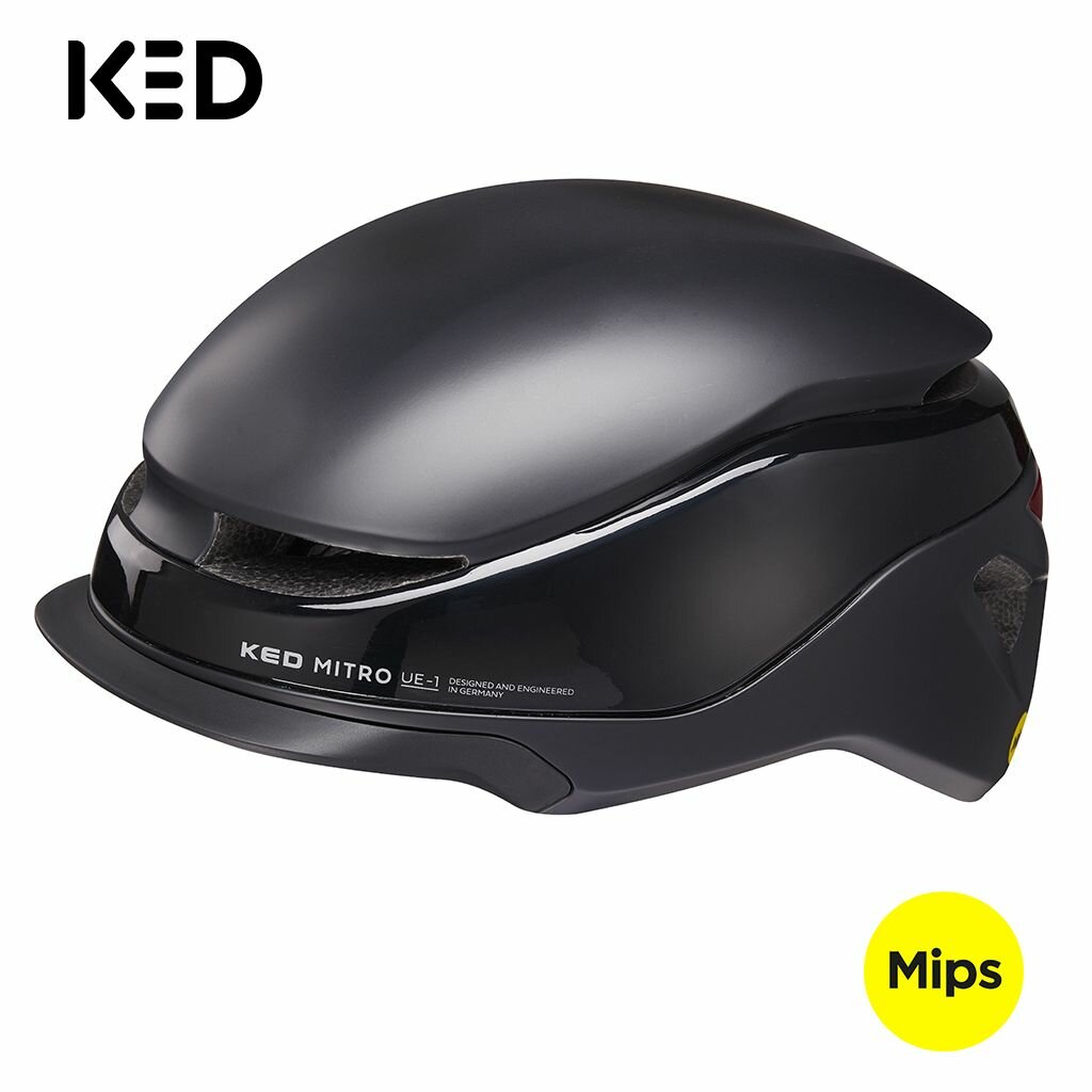Шлем велосипедный взрослый мужской, женский, защитный велошлем KED Mitro UE-1 Black MIPS черный, для электровелосипеда, электросамоката, моноколеса, роликов и скейтборда, размер L (58-61 см)