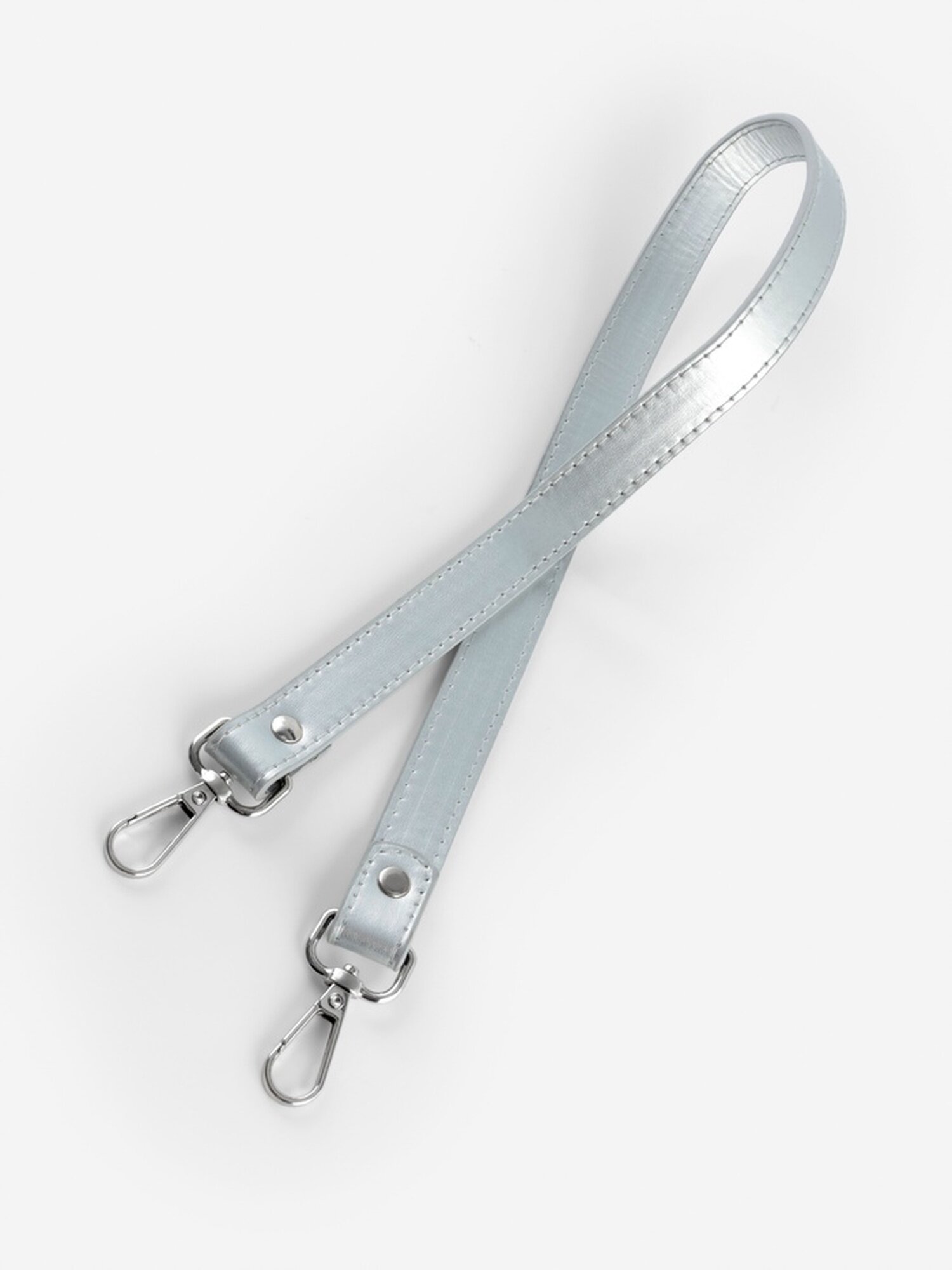 Ручка для сумки Арт Узор, с карабинами, искусственная кожа, серебристая, 60 см