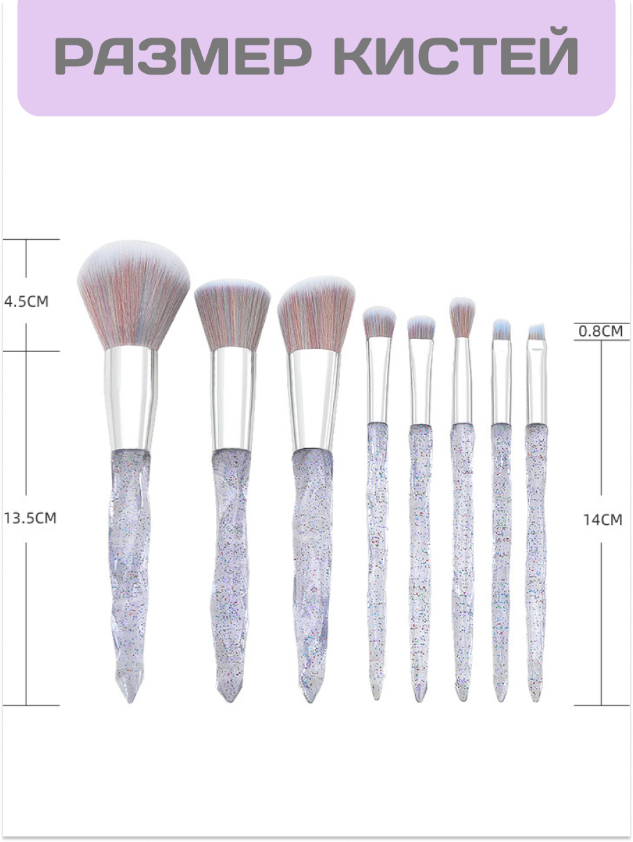 Кисти для макияжа профессиональные 8 штук c косметичкой в комплекте