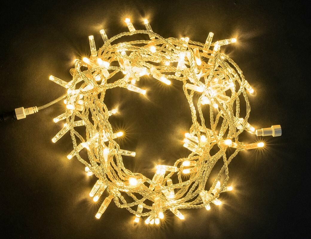 Светодиодная гирлянда Quality Light Cap 100 экстра теплых белых LED, 10 м, прозрачный ПВХ, соединяемая, IP65, BEAUTY LED