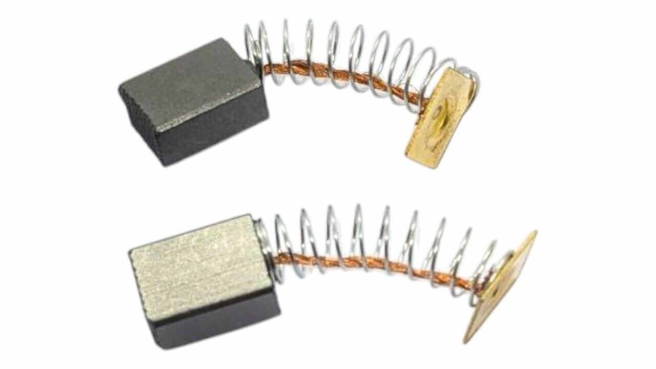 Щетки угольные для сетевой дрели Интерскол Д-16/1050Р, ДУ-16/1000ЭР, и рубанка Р-110/1100М, пружина, пятак, 6х10х13 мм, 2 шт. AEZ