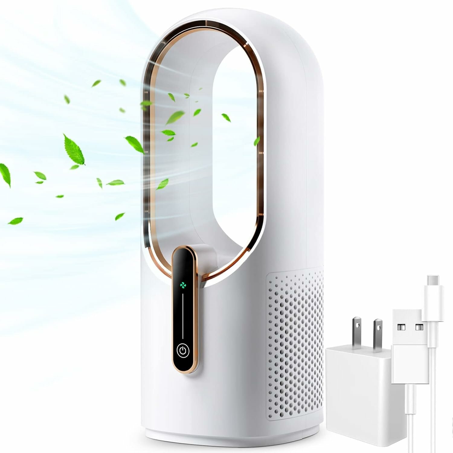 Настольный вентилятор без лопастей, бесшумный, 3-ступенчатая регулировка скорости, сенсорное управление, легко моется