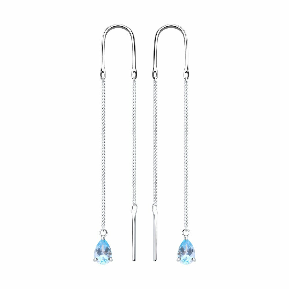 Серьги, серебро, 925 проба, родирование, топаз