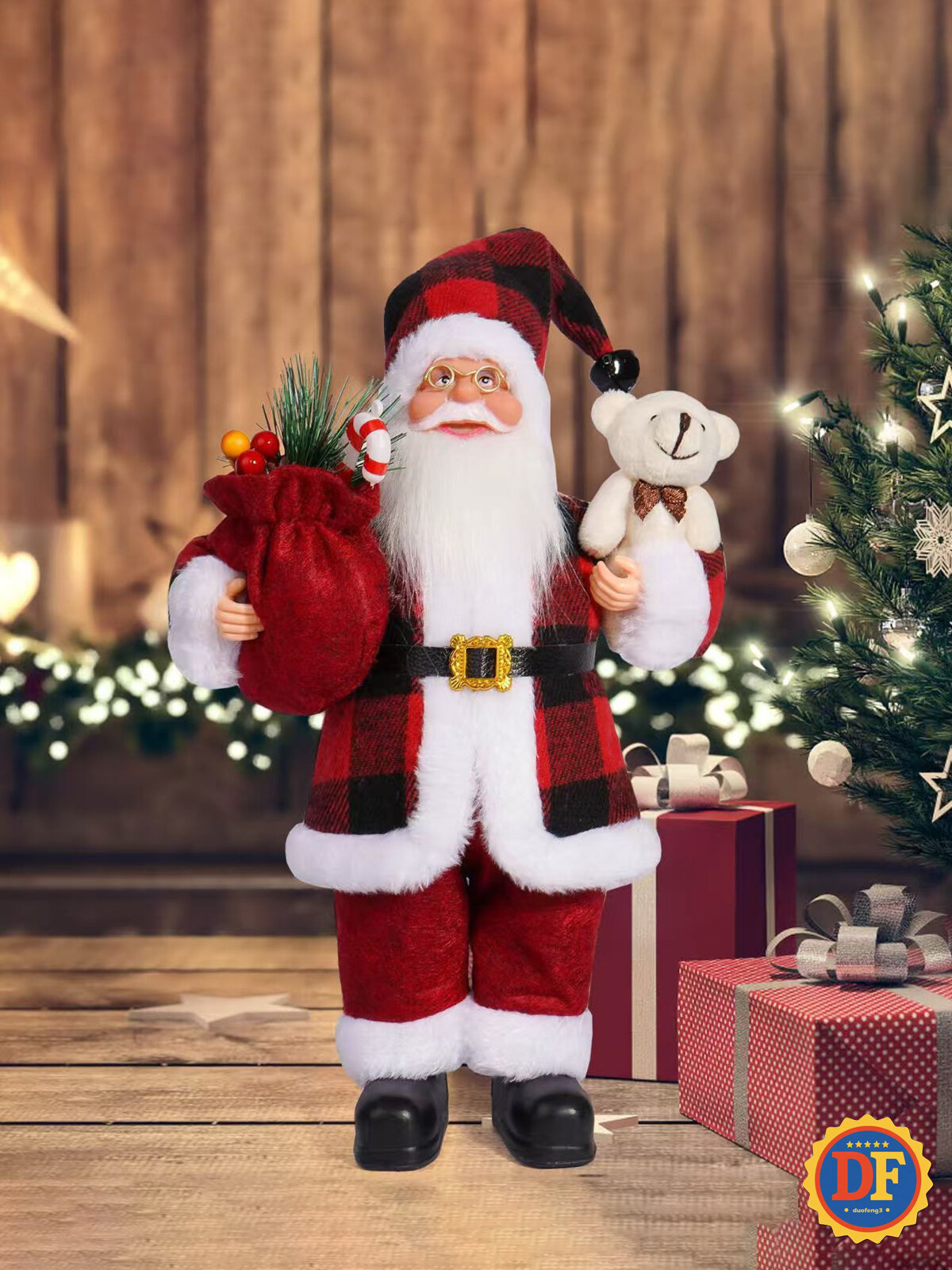 Фигурка Санта Клауса стоячая, 32 см, полиэстер, новогодний декор для дома и ёлки，1 шт.