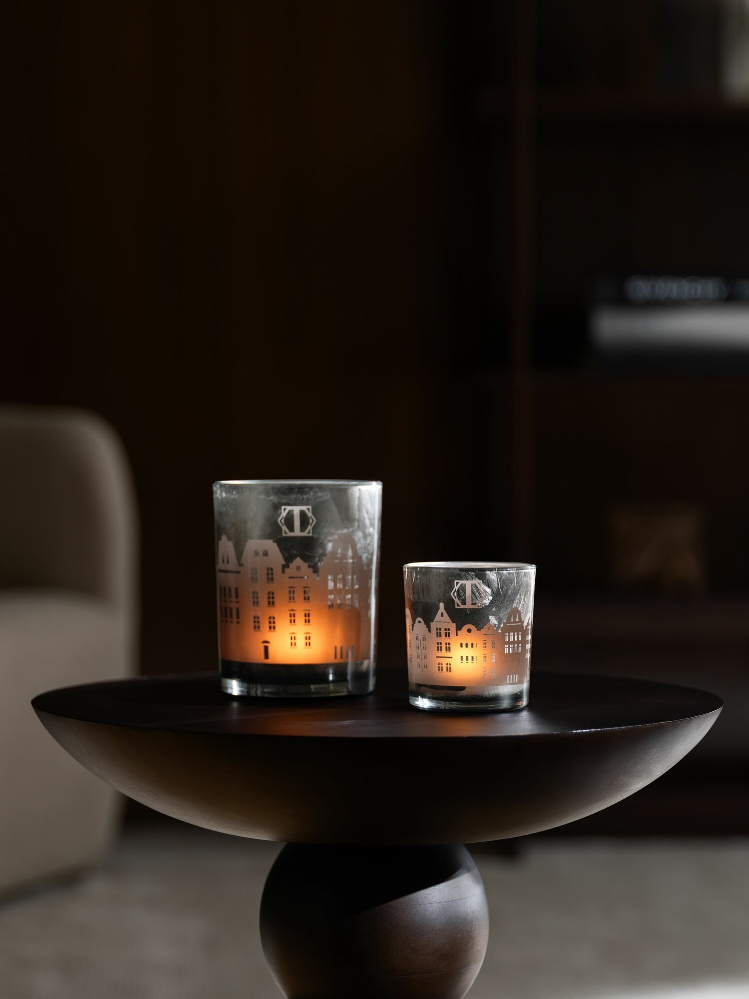 Togas Подсвечник стеклянный новогодний "Соренсо" с авторским рисунком, 7,3x8, в подарок