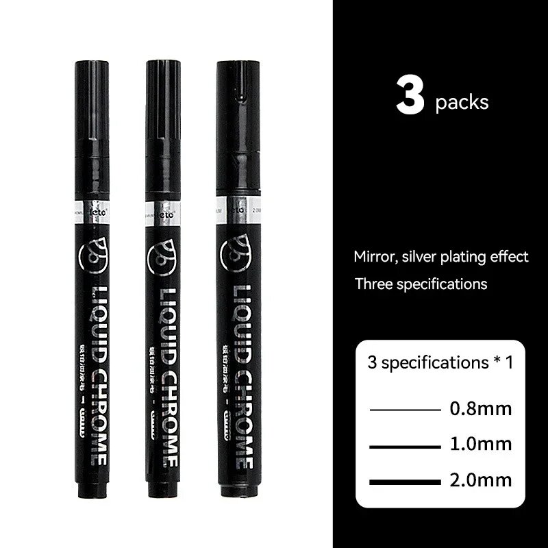 Хромированный зеркальный маркер Borrence 3Pcs Silver mix