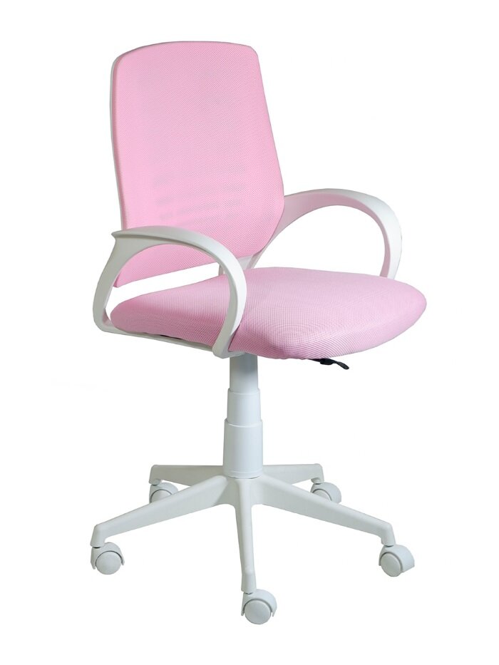 Детское компьютерное кресло Olss Ирис White, обивка ткань-сетка, цвет розовый