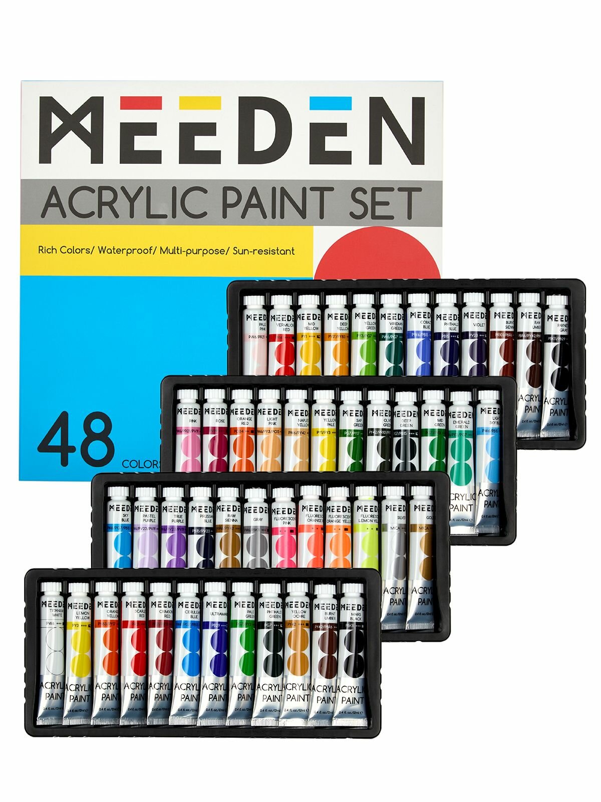 Набор акриловых красок для начинающих MEEDEN Heavy Body, 48 шт по 12мл
