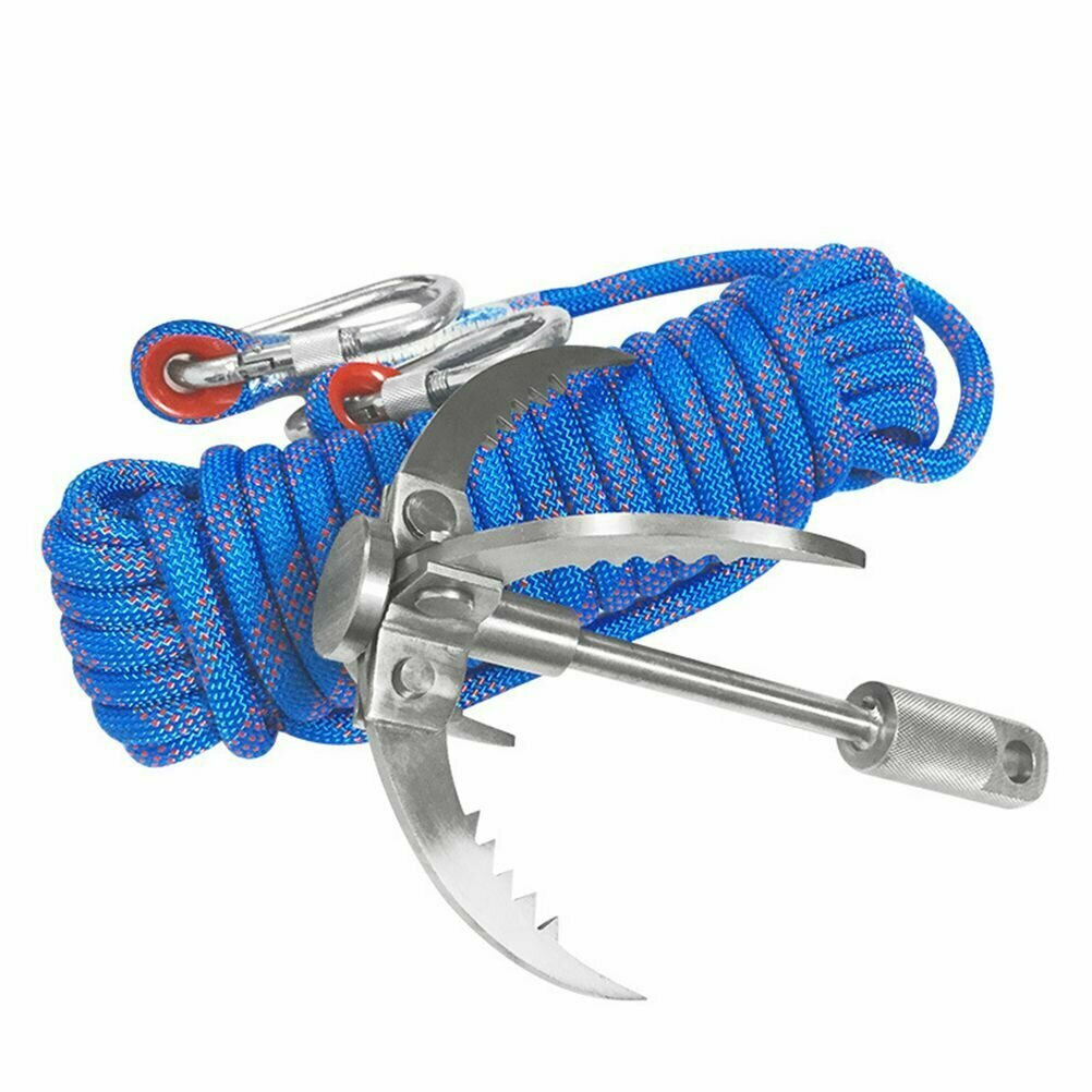 Абордажный крюк с 4 когтями, карабин из нержавеющей стали для выживания на открытом воздухе, подводного скалолазания
