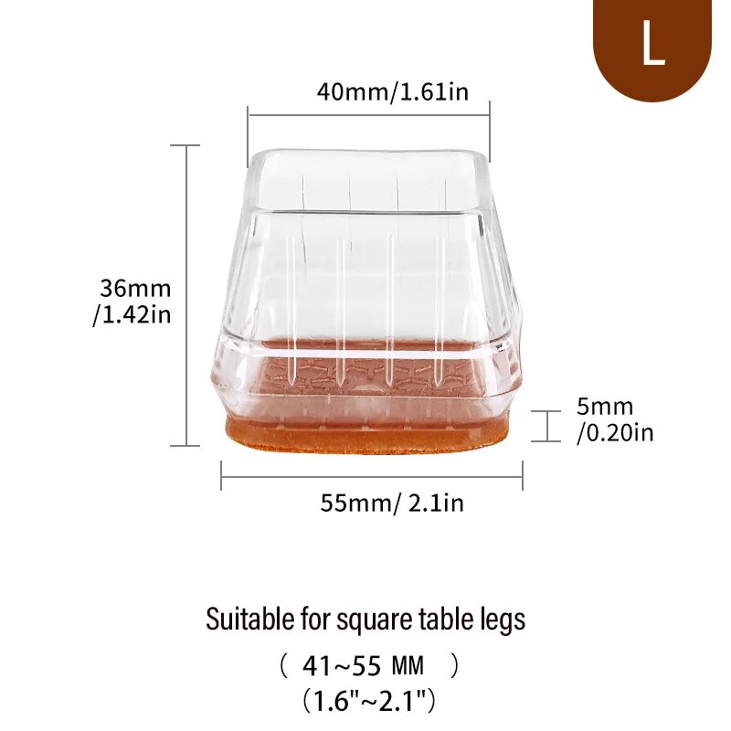 Силиконовые накладки на ножки стула 4 Pc, Square L