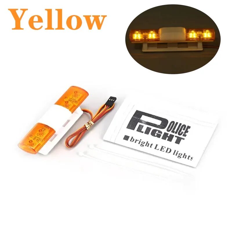 DSPOWER Ультраяркая светодиодная мигалка для RC машин 1/8 1/10 Желтый, Yellow