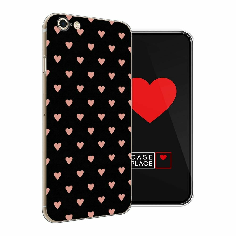 Чехол на Apple iPhone 6 Plus/6S Plus / Айфон 6 Плюс/Айфон 6С Плюс с принтом "Розовые сердечки" — фото 1