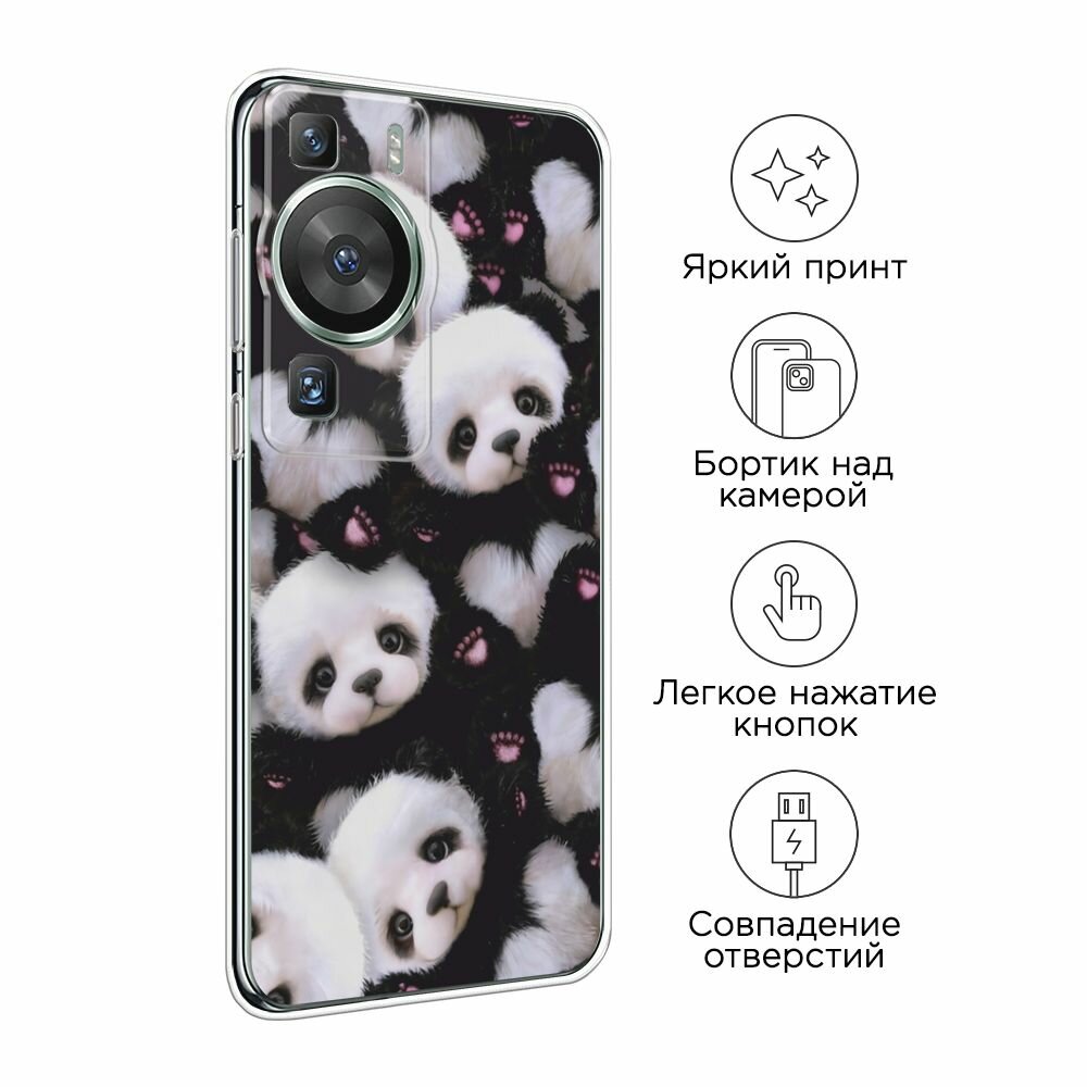 Чехол на Huawei P60/P60 Pro / Хуавей P60/P60 Про с принтом "Море панд" — фото 1