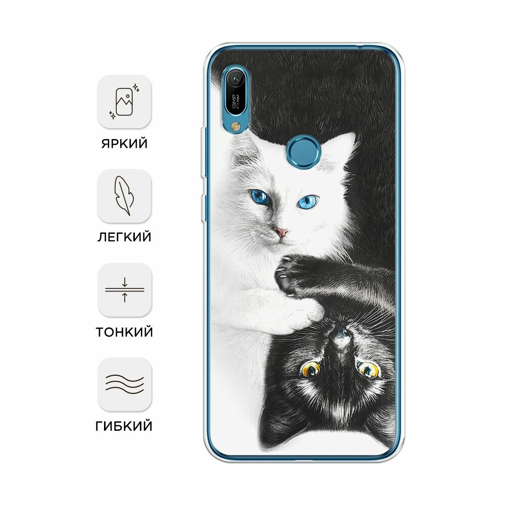 Чехол на Honor 8A/8A Pro/Huawei Y6s/Y6 2019 / Хонор 8А с принтом "Коты Инь-Янь" — фото 1
