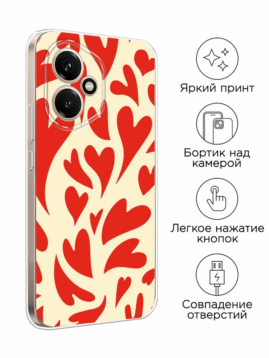 Чехол на Honor 400 / Хонор 400 с принтом "Crazy hearts 1 - 14 февраля" — фото 1
