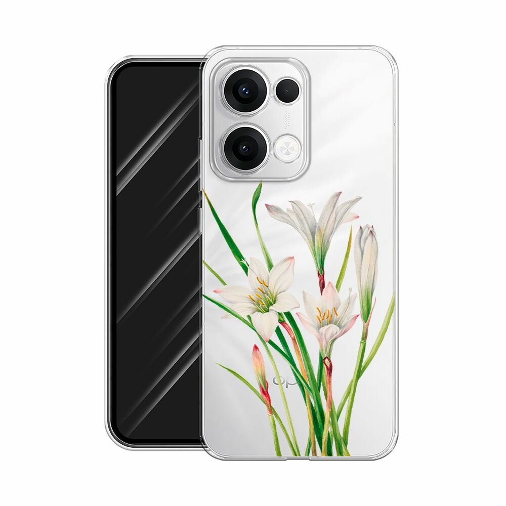 Чехол на Oppo Reno 13 / Оппо Рено 13 с принтом "White lily", прозрачный — фото 1
