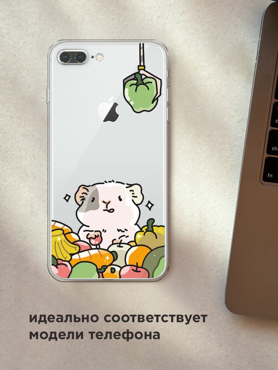 Чехол на Apple iPhone 7 Plus / Айфон 7 Плюс с принтом "Пирующая морская свинка", прозрачный — фото 1