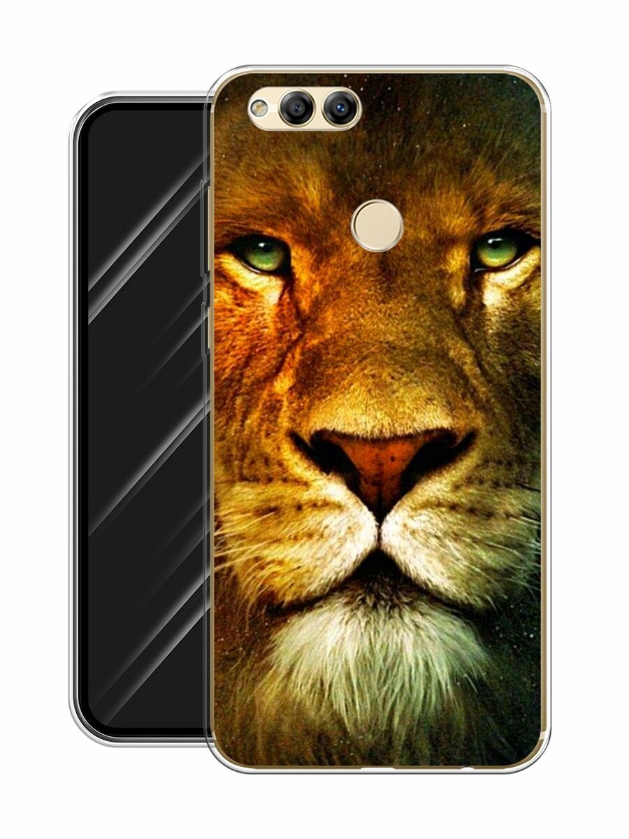 Силиконовый чехол на Honor 7X / Хонор 7Х с принтом "Лев арт 8" — фото 1