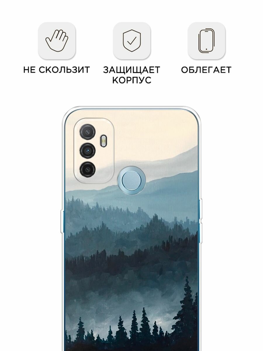 Силиконовый чехол на Oppo A53 / Оппо А53 с принтом "Туманные горы" — фото 1