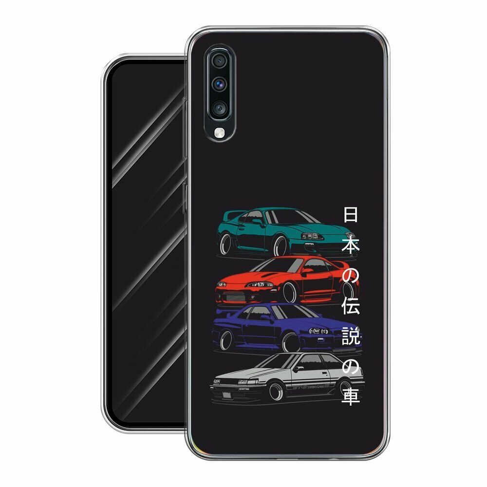 Чехол на Samsung Galaxy A70 / Самсунг Галакси А70 с принтом "JDM Legend cars" — фото 1