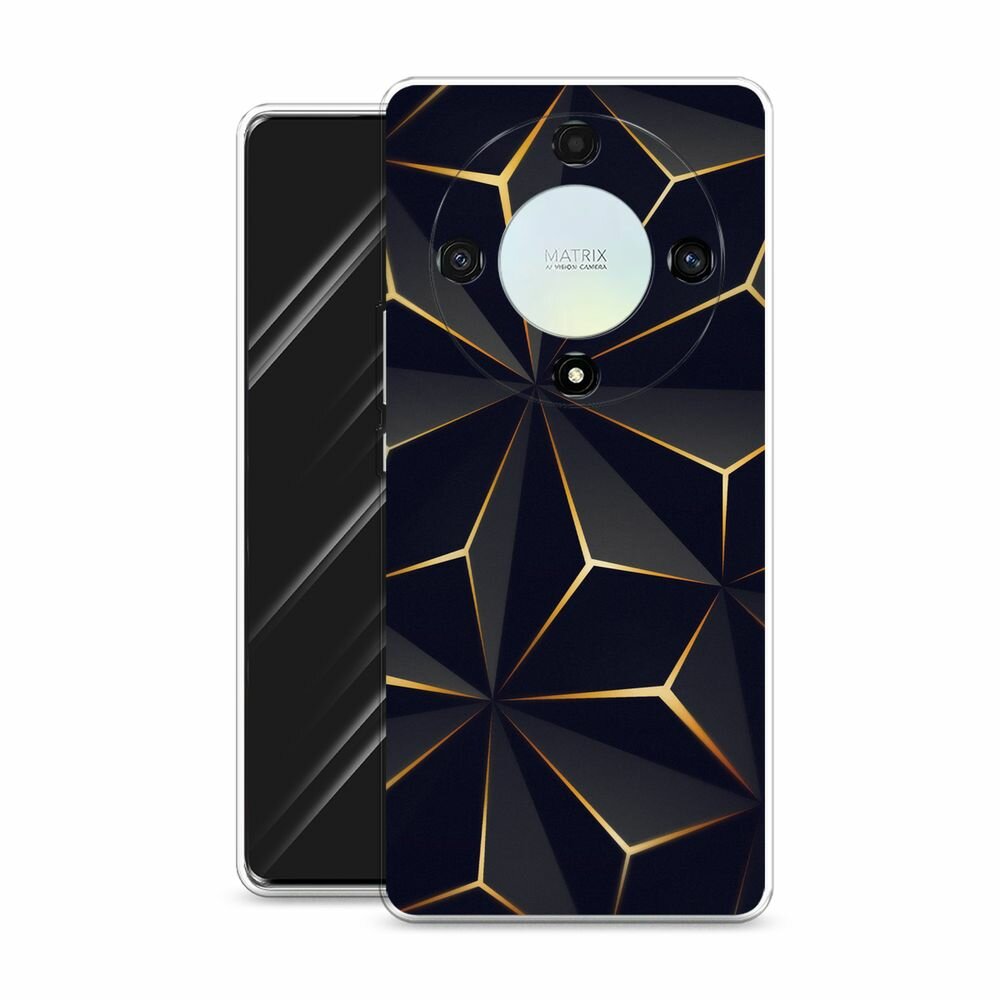 Силиконовый чехол на Honor X9A / Хонор X9A с принтом "Черные полигоны" — фото 1