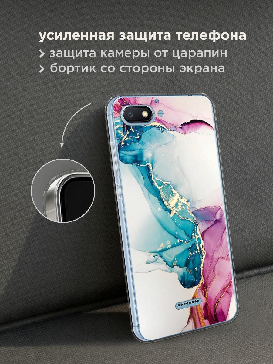 Чехол на Xiaomi Redmi 6A / Сяоми Редми 6А с принтом "Розовые разводы рисунок" — фото 1