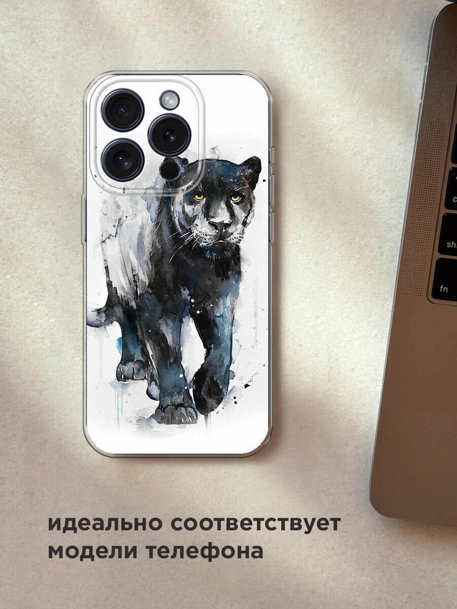 Чехол на Apple iPhone 15 Pro / Айфон 15 Про с принтом "Пантера арт 3" — фото 1