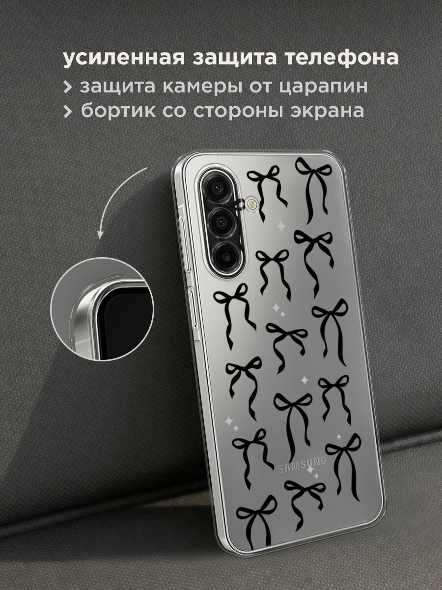Чехол на Samsung Galaxy A17 / Самсунг А17 с принтом "Black bows", прозрачный — фото 1