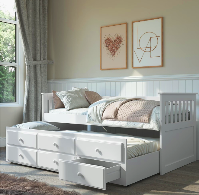 Кровать марта 80х190 выкатная, для двоих детей, из массива дерева