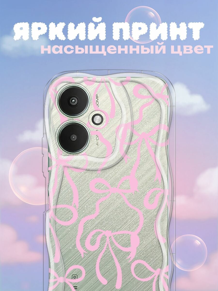 Чехол на Xiaomi Redmi 13C/Poco C65 / Редми 13C/Поко C65 с принтом "Розовый бант паттерн" — фото 1