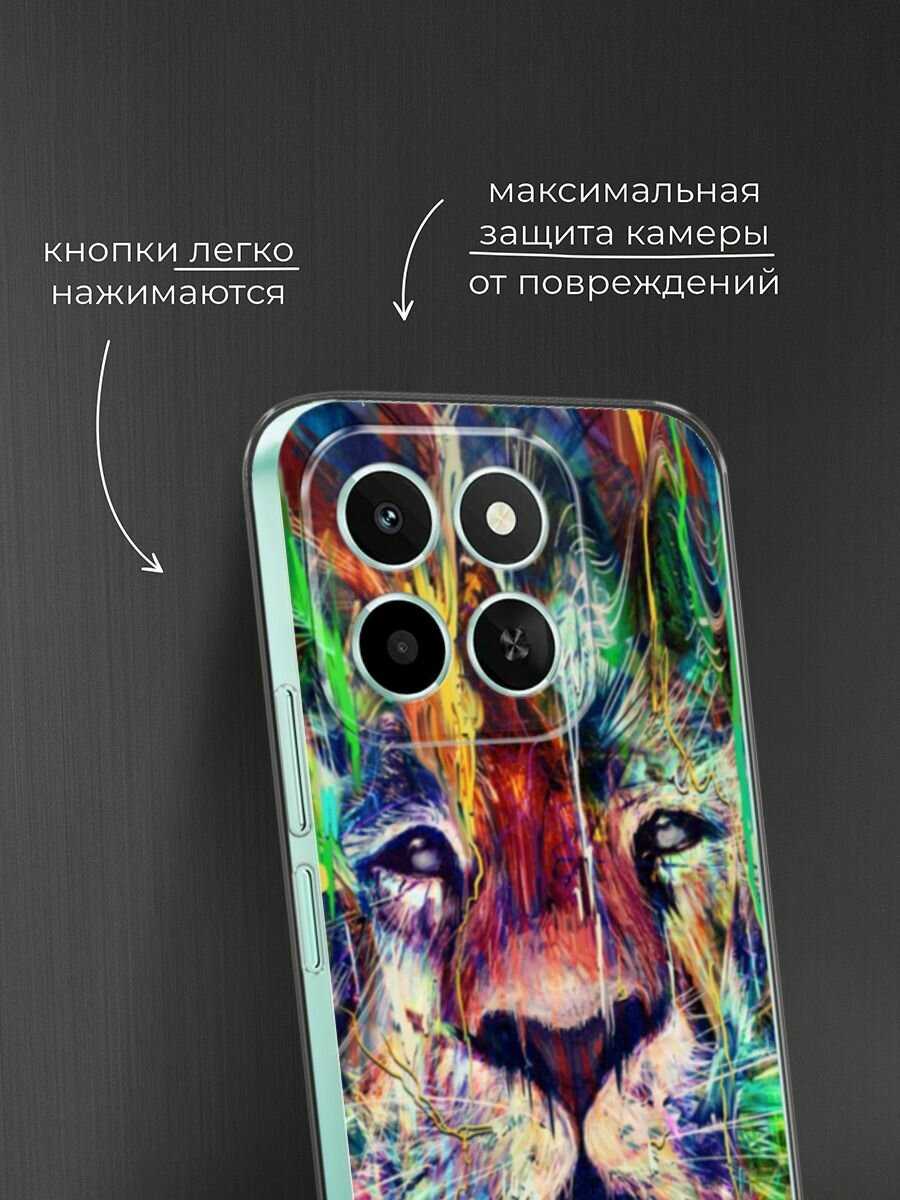 Силиконовый чехол на Honor X6c / Хонор X6c с принтом "Лев арт 6" — фото 1