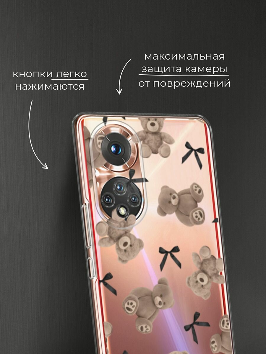 Чехол на Honor 50/Huawei Nova 9 / Хонор 50/Хуавей Нова 9 с принтом "Плюшовые мишки 2", прозрачный — фото 1