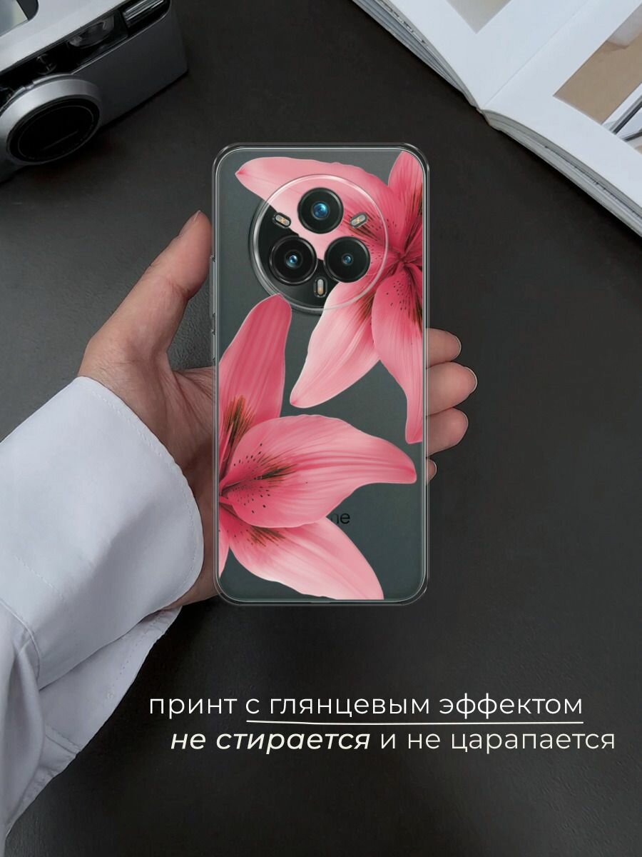 Чехол на Realme 14 Pro / Реалми 14 Про с принтом "Pink flower" — фото 1
