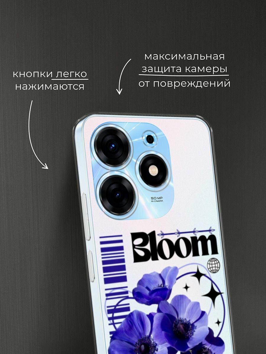 Чехол на Tecno Spark 10 Pro / Текно Спарк 10 Про с принтом "Завораживающие анемоны", прозрачный — фото 1