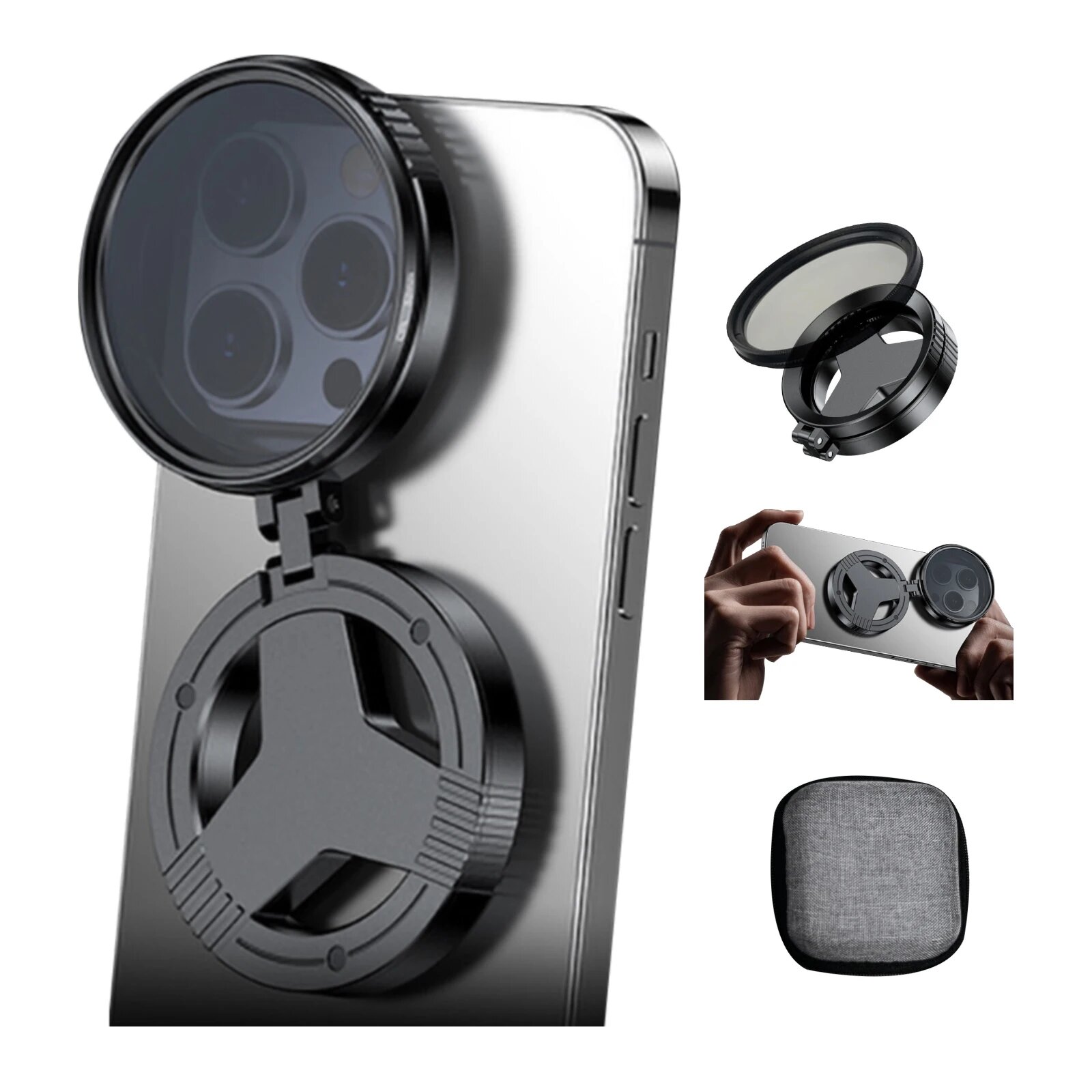 Магнитная подставка 52 мм, поляризационный фильтр для объектива телефона CPL для iPhone/Samsung и других смартфонов, выдвижной адаптер для магнитного крепления, Черный