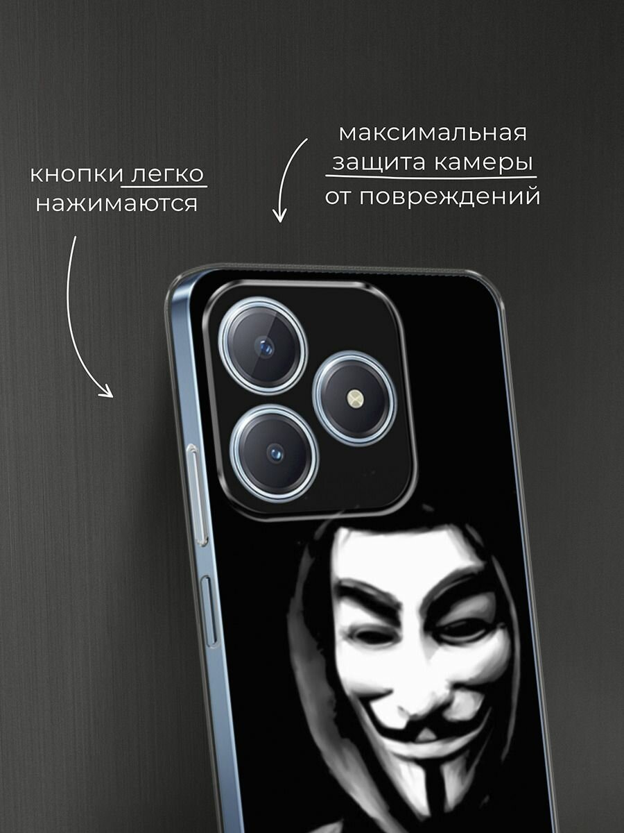 Силиконовый чехол на Realme C63 / Реалми С63 с принтом "Анонимус" — фото 1