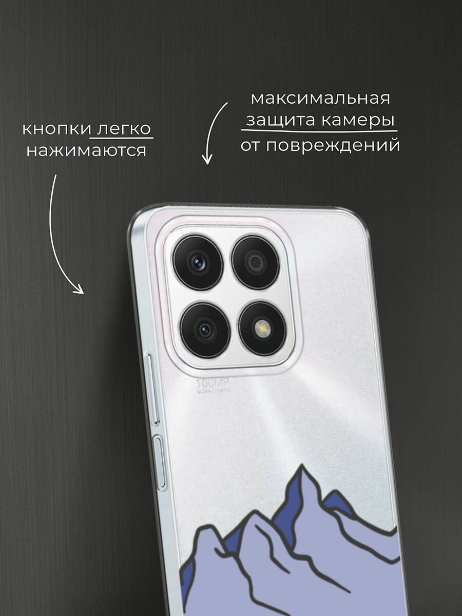 Силиконовый чехол на Honor X8A / Хонор X8A с принтом "Гора", прозрачный — фото 1