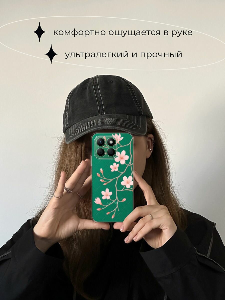 Чехол на Honor X8B / Хонор X8B с принтом "Веточка распускающейся сакуры 2" — фото 1
