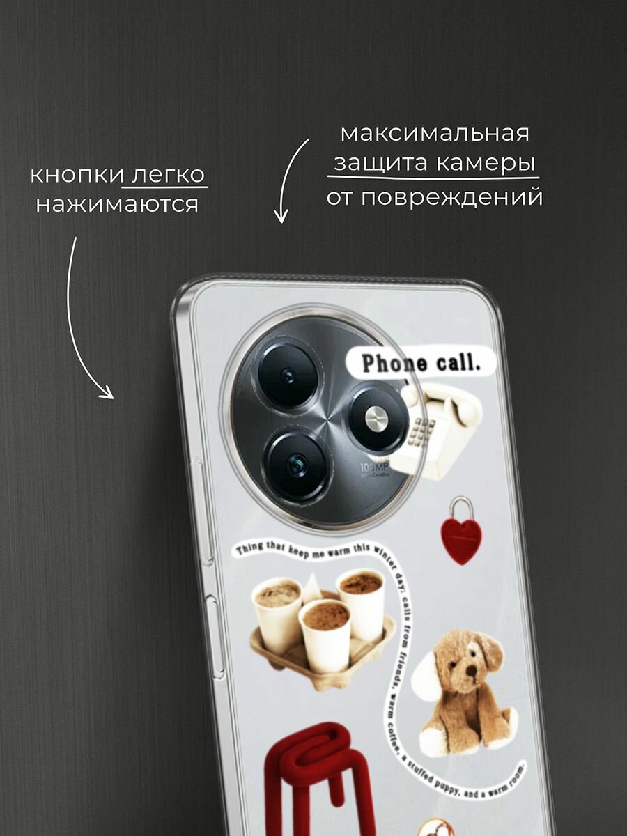 Чехол на Itel S24 / Ител S24 с принтом "Phone call", прозрачный — фото 1
