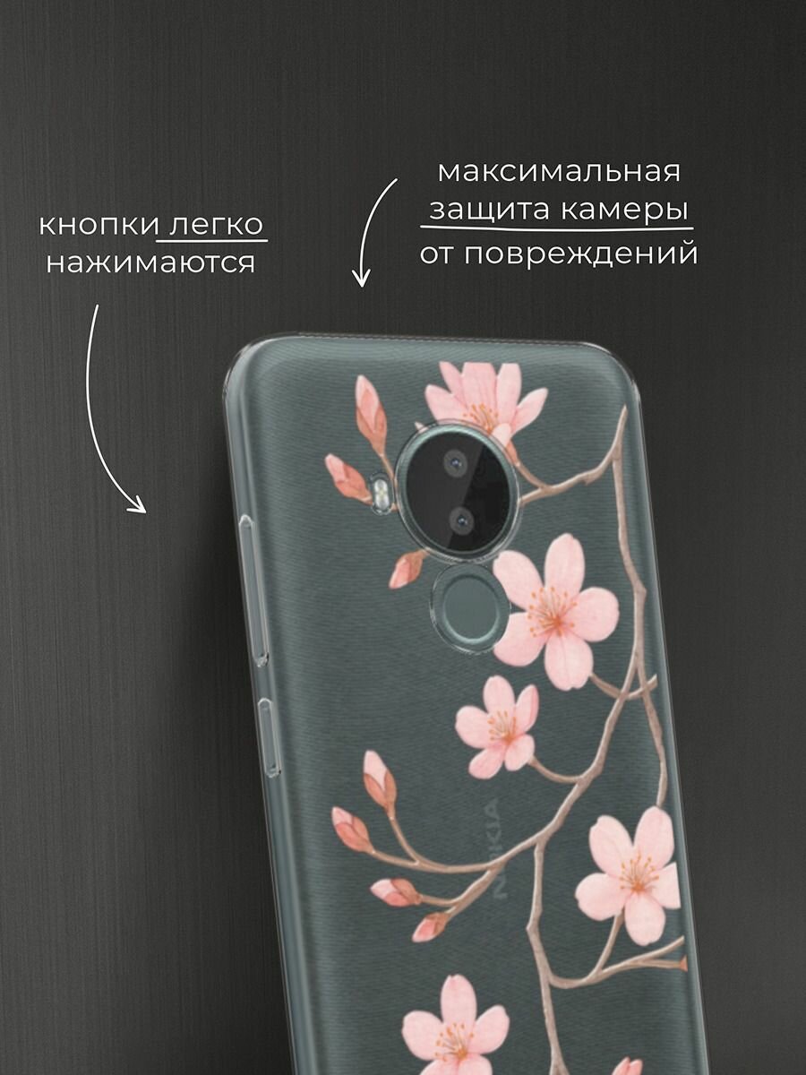 Чехол на Nokia C30 / Нокия C30 с принтом "Веточка распускающейся сакуры 2" — фото 1