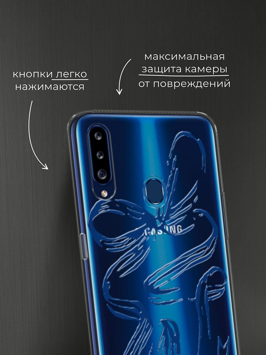 Чехол на Samsung Galaxy A20s / Самсунг Галакси A20s с принтом "Синие очертания банта 2" — фото 1