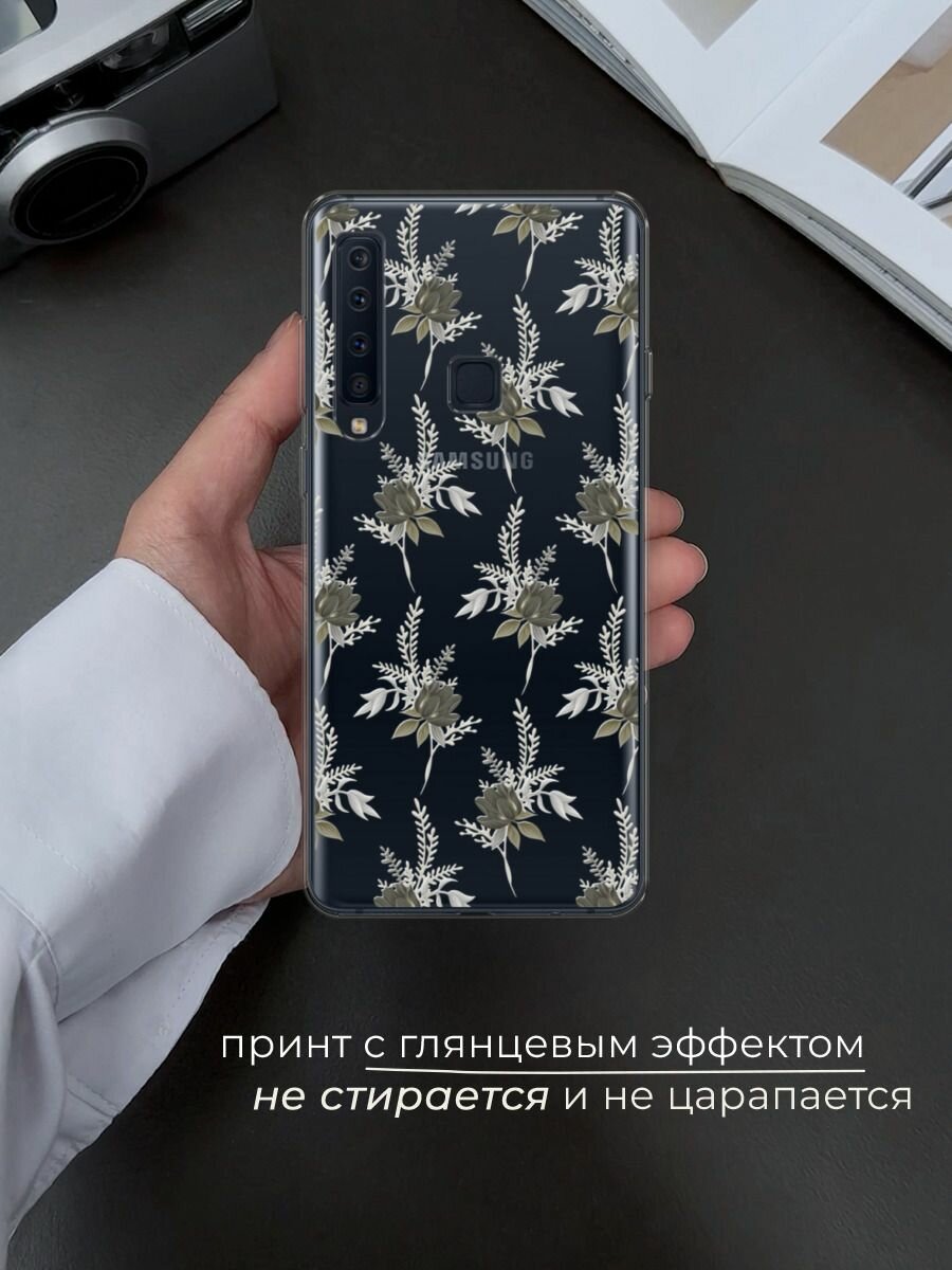 Чехол на Samsung Galaxy A9 2018 / Самсунг Галакси А9 2018 с принтом "Паттерн цветы сепия" — фото 1