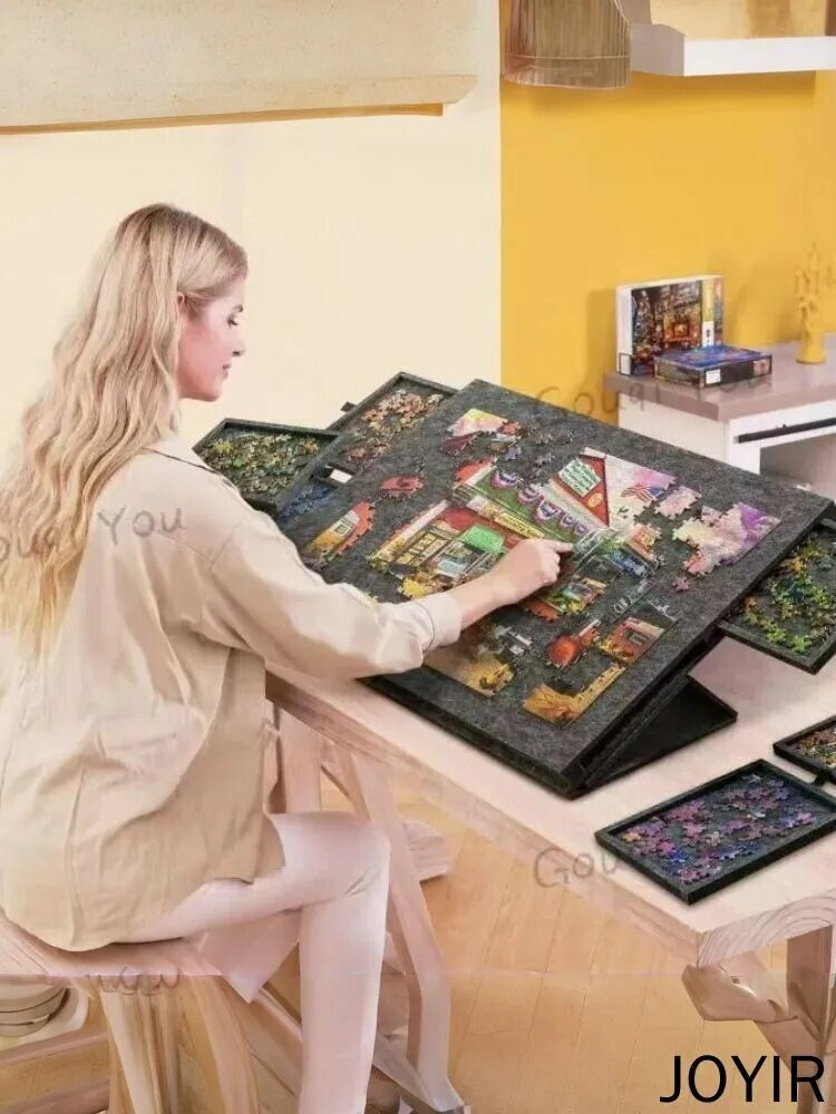 Коврик-стол для пазлов с ящиками, Стол коврик для сборки пазлов