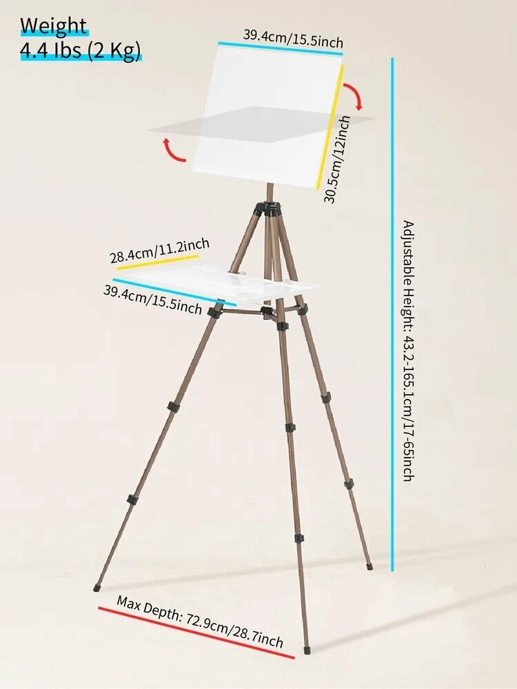 MEEDEN Пленэрный мольберт для акварели складной регулируемый треножный мольберт для художников (путешествий, выездных работ)