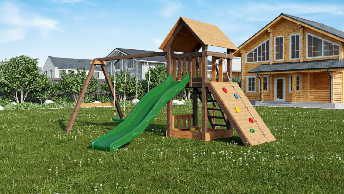 Детская площадка легенда леса удачная 3 золотой тик-орех